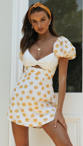 Delicate Sunflower Backless Dress Gabi Swimwear